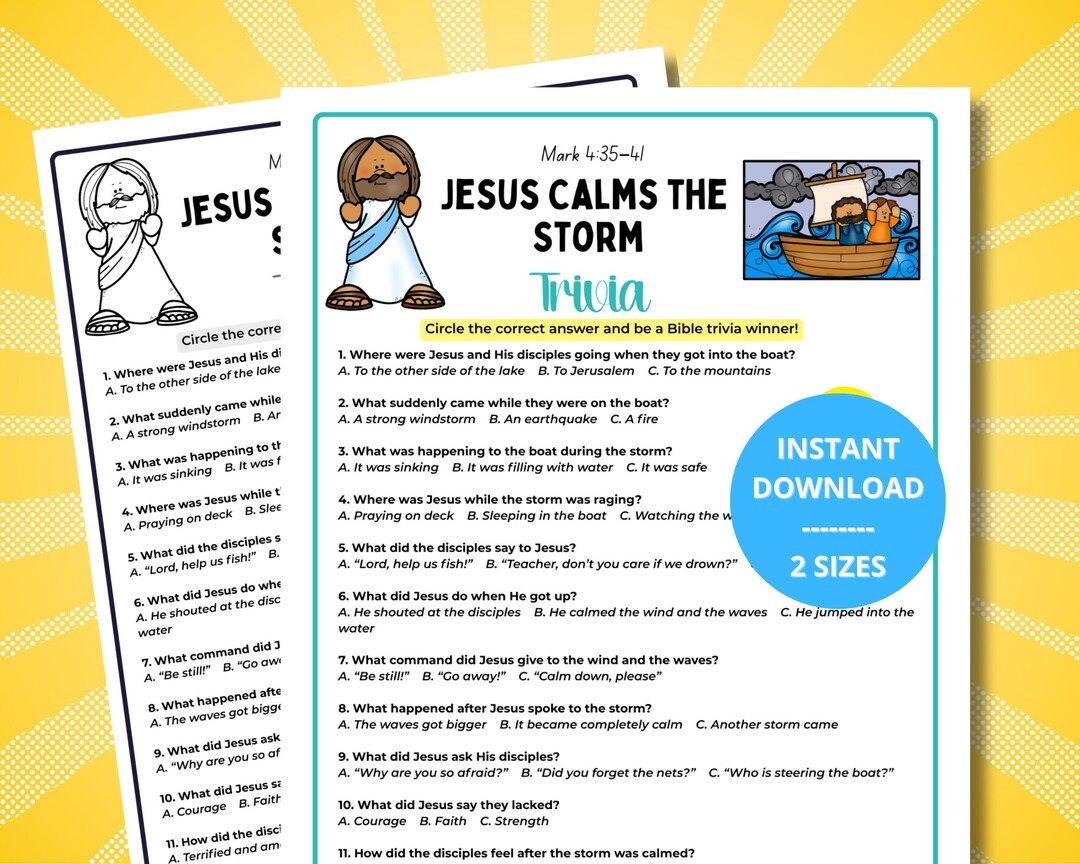 Jesus Calms the Storm Bible Trivia Game | Peace Be Still Kids Activity ...