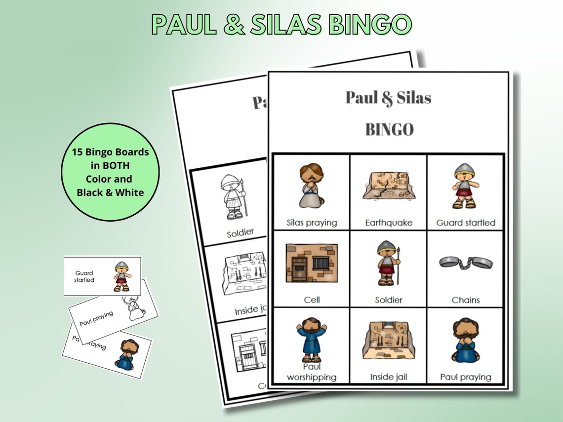 Paul and Silas Bingo Set for Kids, Paul and Silas Bible Bingo L Old ...