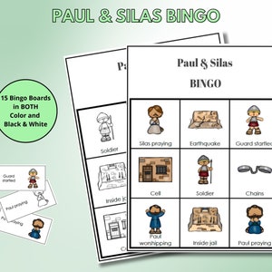 Paul and Silas Bingo Set for Kids, Paul and Silas Bible Bingo L Old ...