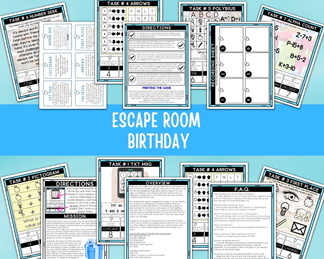 Escape Room 9 Puzzles Birthday Game, Party Escape Room Game, Escape ...