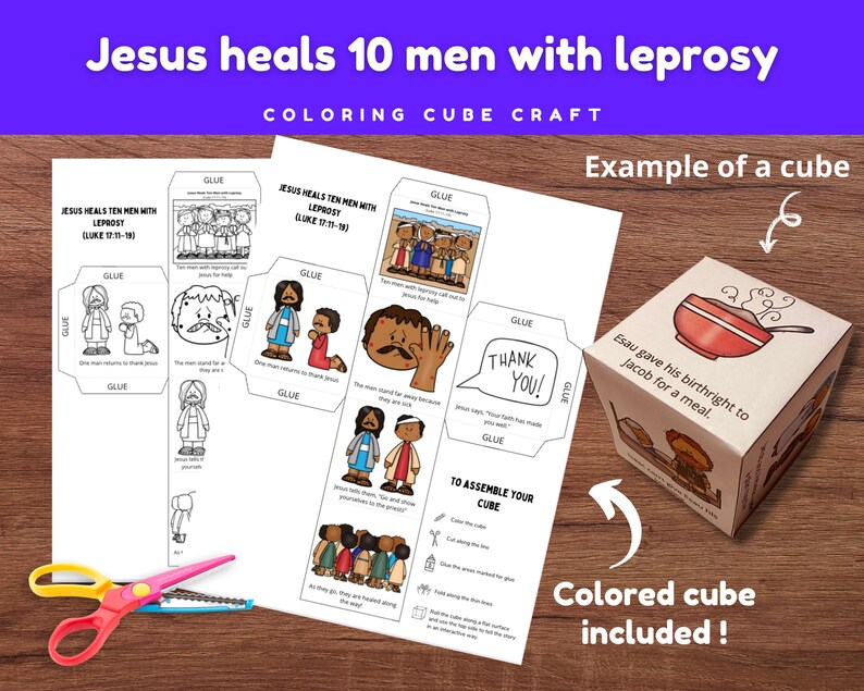 Jesus Heals 10 Lepers Bible Story Cube | Printable Craft for Kids ...