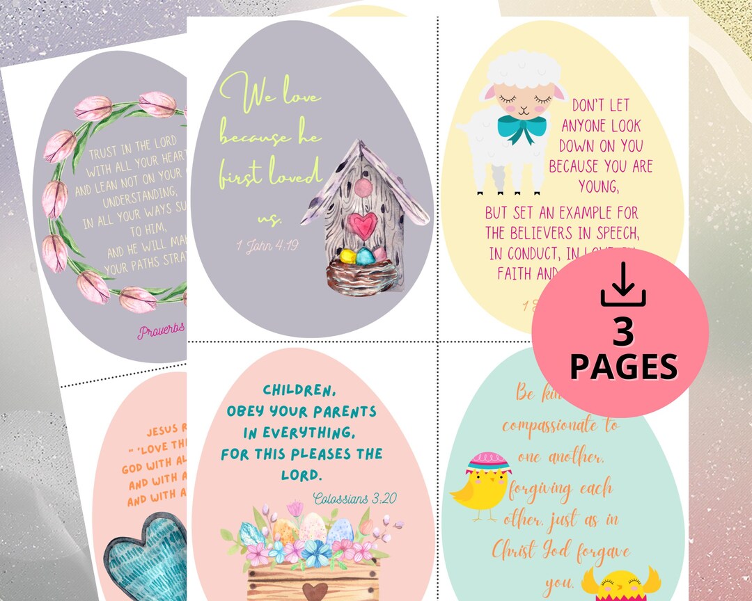 Easter Bible Verse Egg Cards for Kids | Scripture Egg Hunt Activity ...