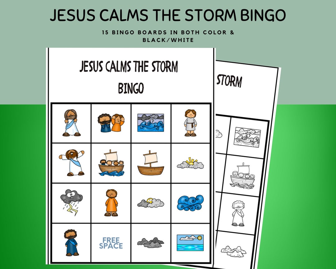 Jesus Calms the Storm Bingo Set for Kids, Jesus Calms the Storm Bible ...