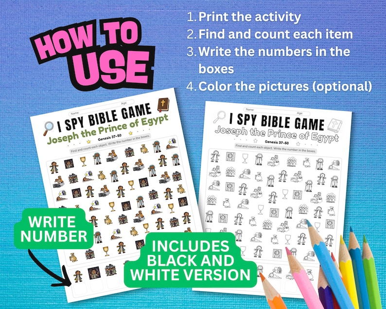 Joseph the Prince of Egypt I Spy Bible Game for Kids | Bible Activity ...