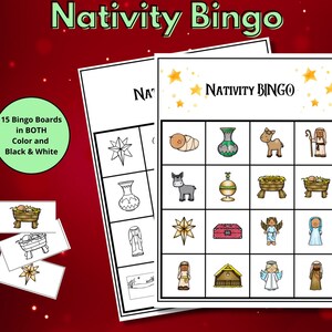 Nativity Christmas Bingo Set for Kids, Bible Story Activity, Nativity ...