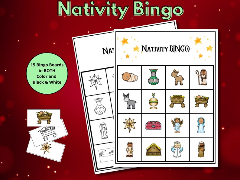 Nativity Christmas Bingo Set for Kids, Bible Story Activity, Nativity ...