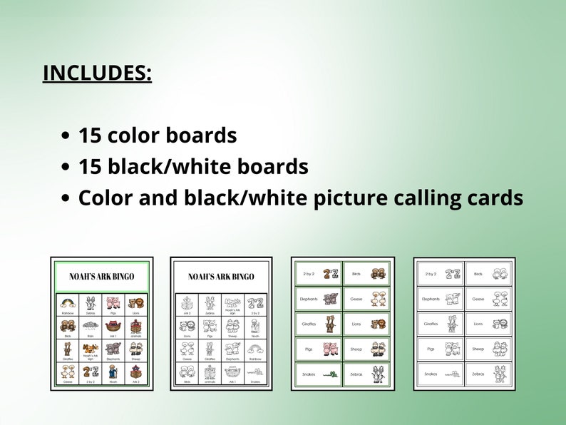Noah's Ark Bingo Set for Kids - Bible Story Activity, Sunday School ...