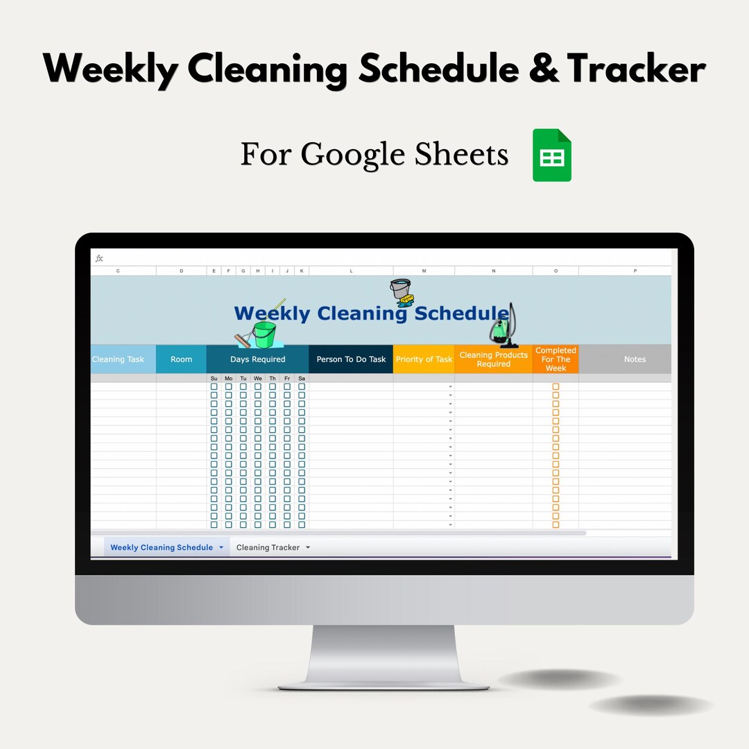 Weekly Cleaning Schedule & Tracker | Chore Chart Spreadsheet | Google ...