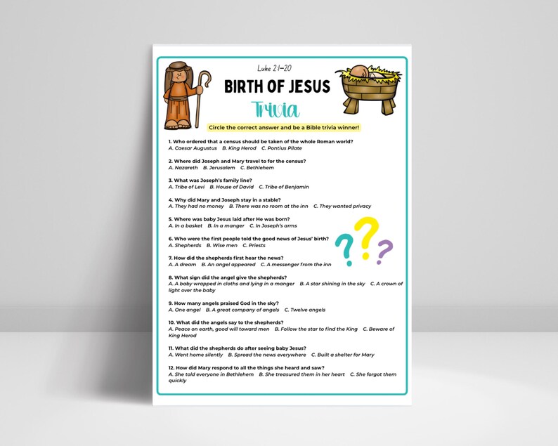 Birth of Jesus Bible Trivia Game | Nativity Story Sunday School ...