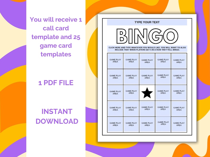 Make Your Own Bingo Game, 25 Card Editable Bingo Template, DIY Custom ...