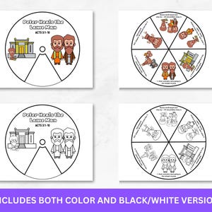 Peter and John Heal the Lame Man Coloring Wheel | Acts 3 Bible Story ...