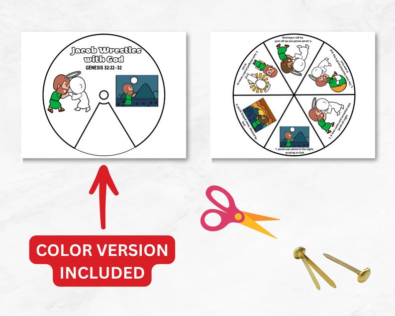 Jacob Wrestles With God Coloring Wheel | Genesis 32 Sunday School ...