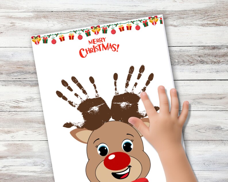 Rudolph Handprint Craft for Kids – Printable Christmas Reindeer Art ...