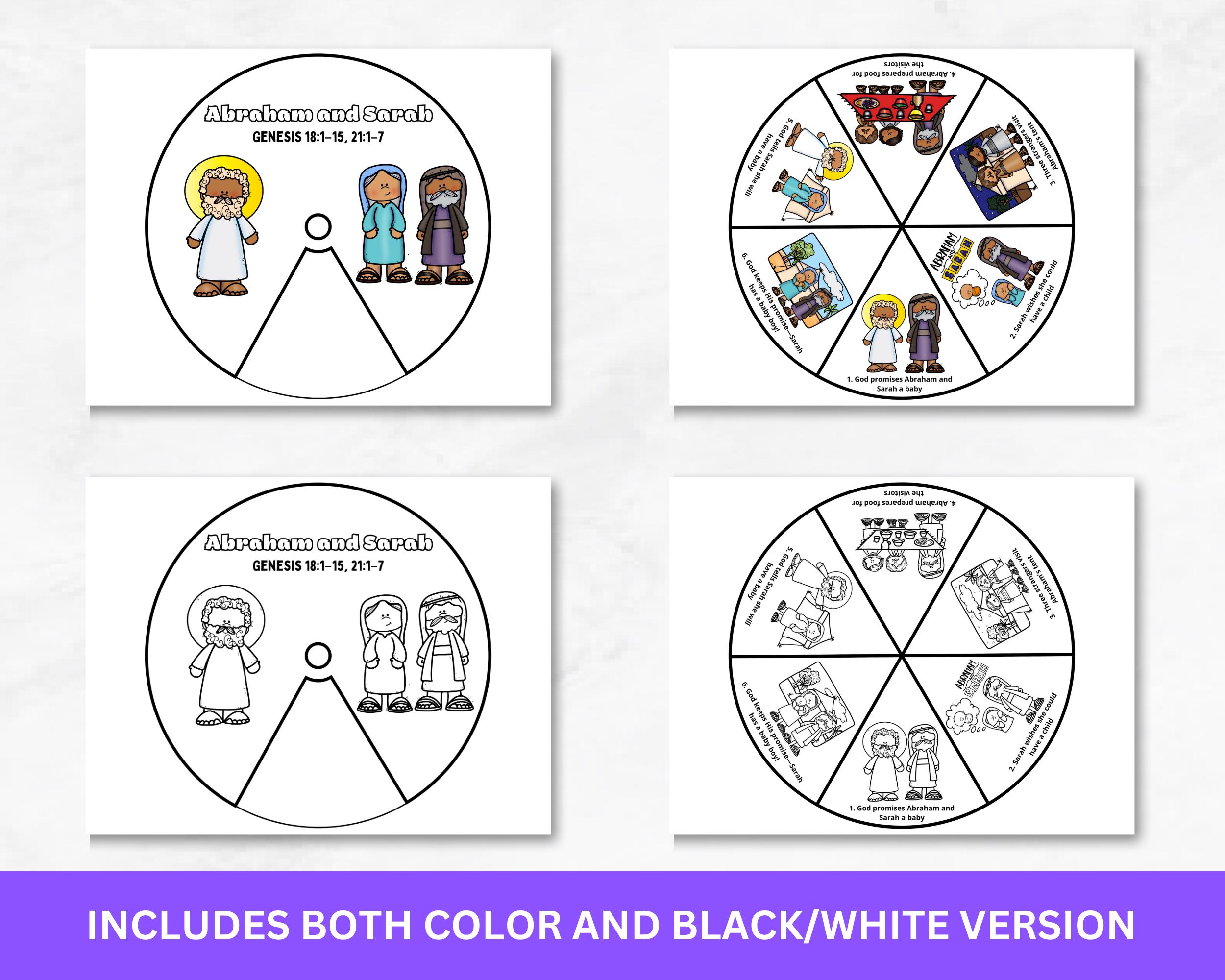 Abraham and Sarah Bible Story Wheel | Genesis 18 & 21 Printable for ...