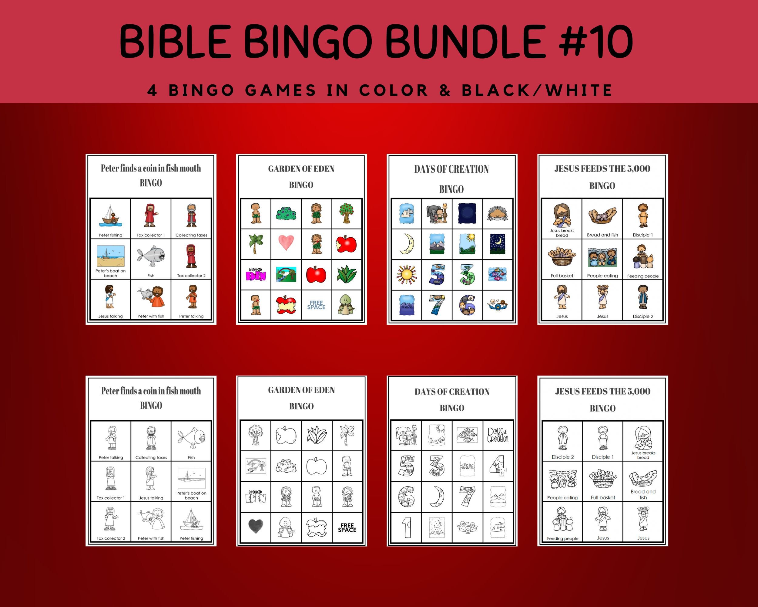 Bible Bingo Set for Kids Bible Story Activity, Old Testament Bible ...