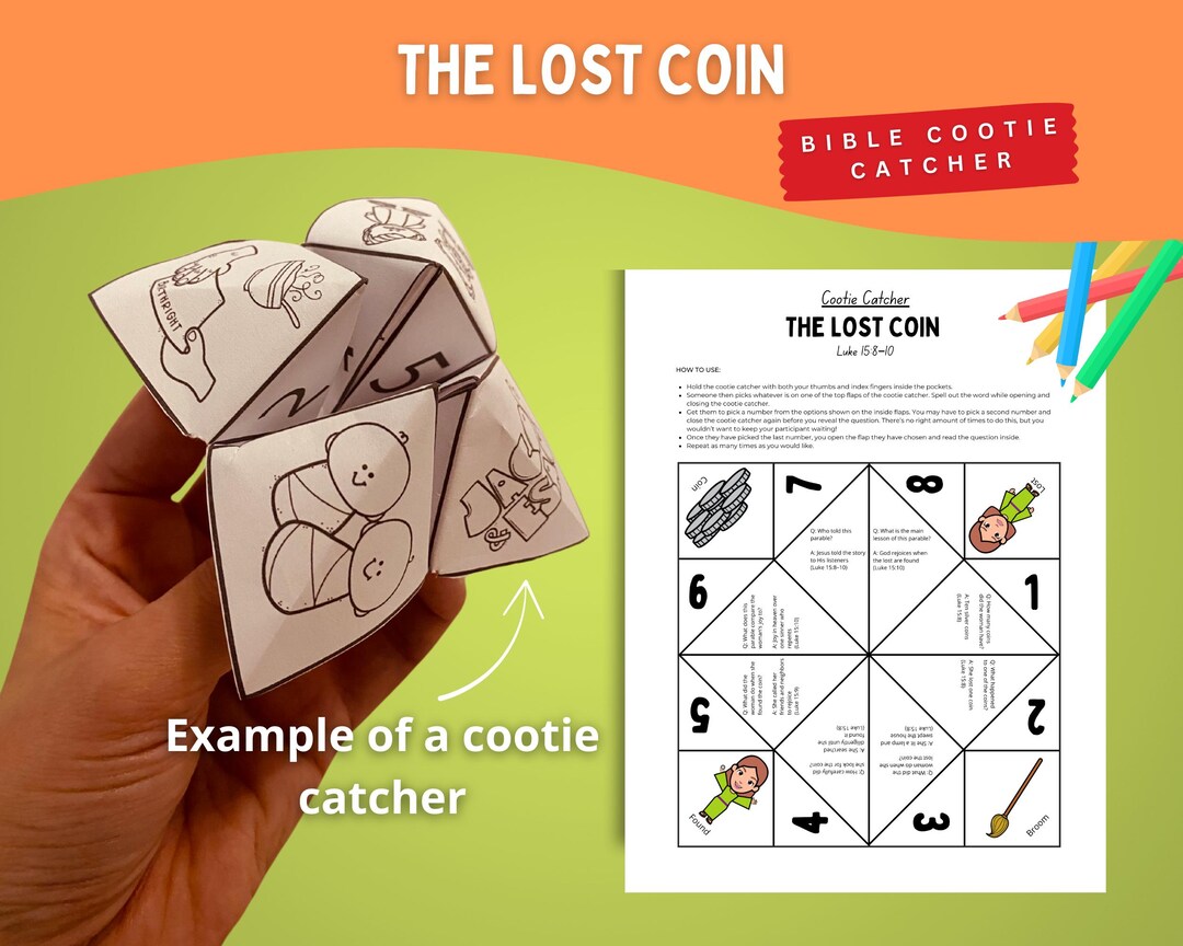 The Lost Coin Cootie Catcher, Parable of the Lost Coin, Luke 15:8–10 in ...