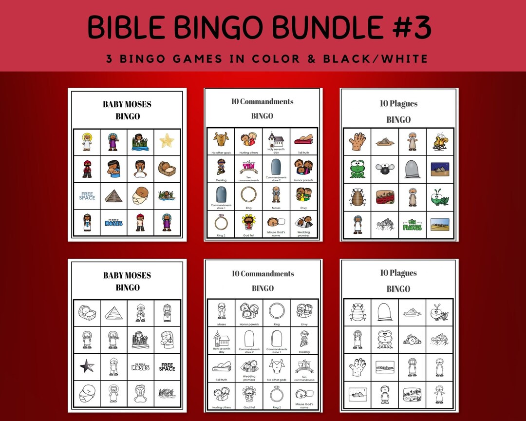 Moses Bible Bingo Set for Kids Bible Story Activity,old Testament Bible ...