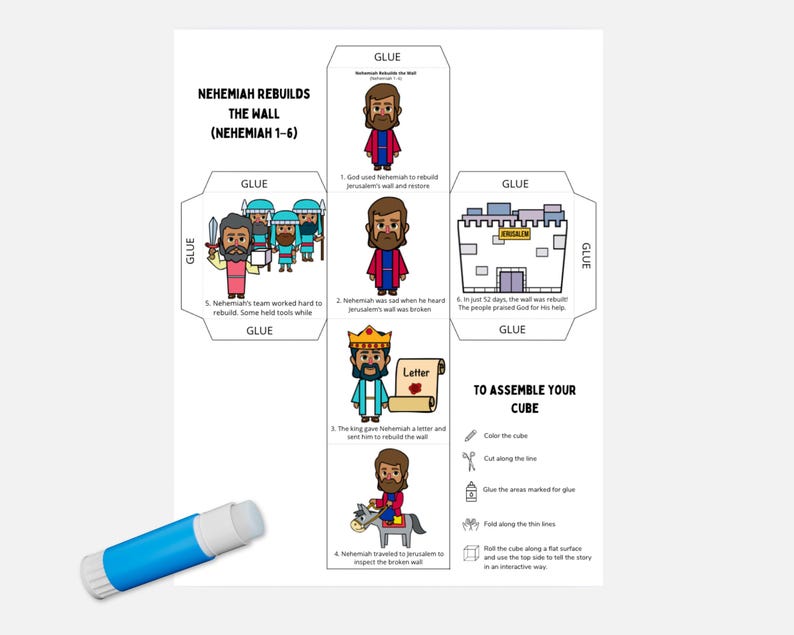 Nehemiah Rebuilds the Wall Coloring Cube | Bible Craft for Kids ...