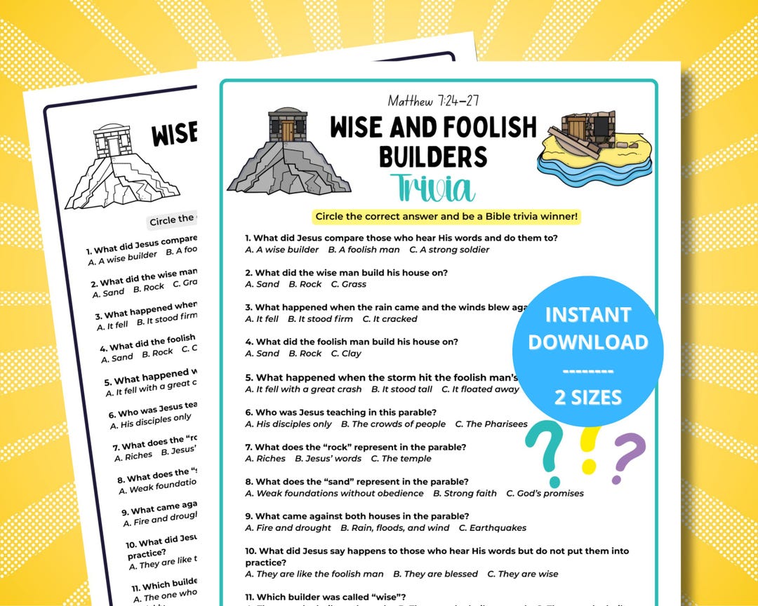 Wise and Foolish Builders Bible Trivia Game | House on the Rock Kids ...