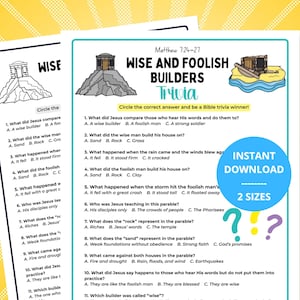 Wise and Foolish Builders Bible Trivia Game | House on the Rock Kids ...