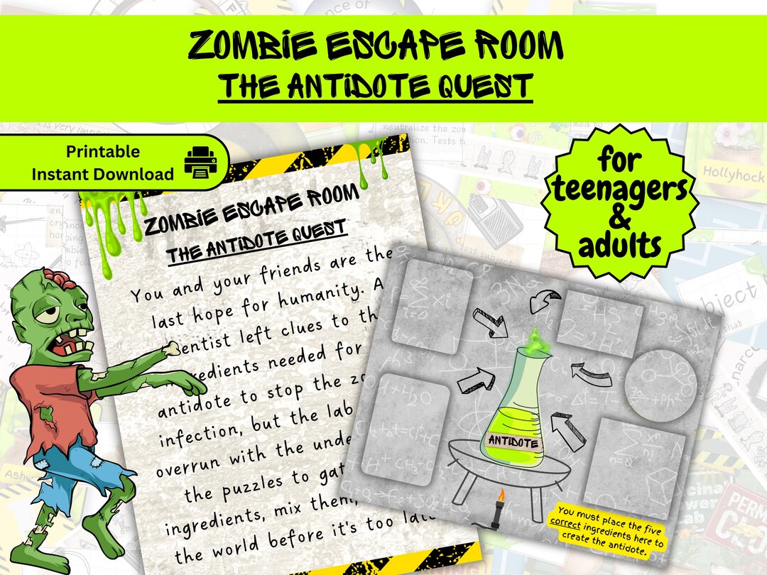 Zombie Escape Room for Adults and Teenagers, Party Escape Room Game ...