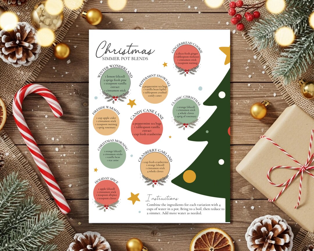 Christmas Simmer Pot Recipes Printable | Holiday Stovetop Potpourri ...