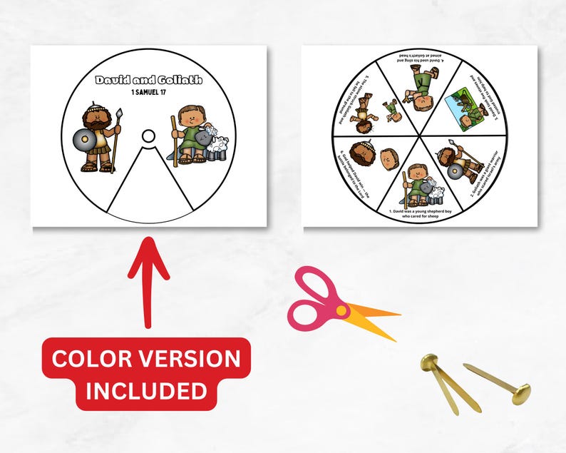 David and Goliath Coloring Wheel Printable | 1 Samuel 17 Bible Story ...