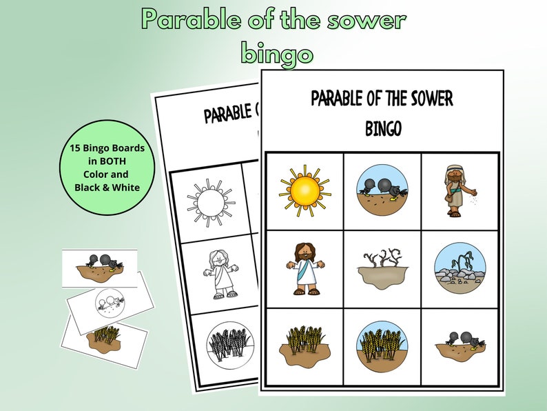 Parable of the Sower Bingo Bingo Set for Kids, Parable of the Sower ...