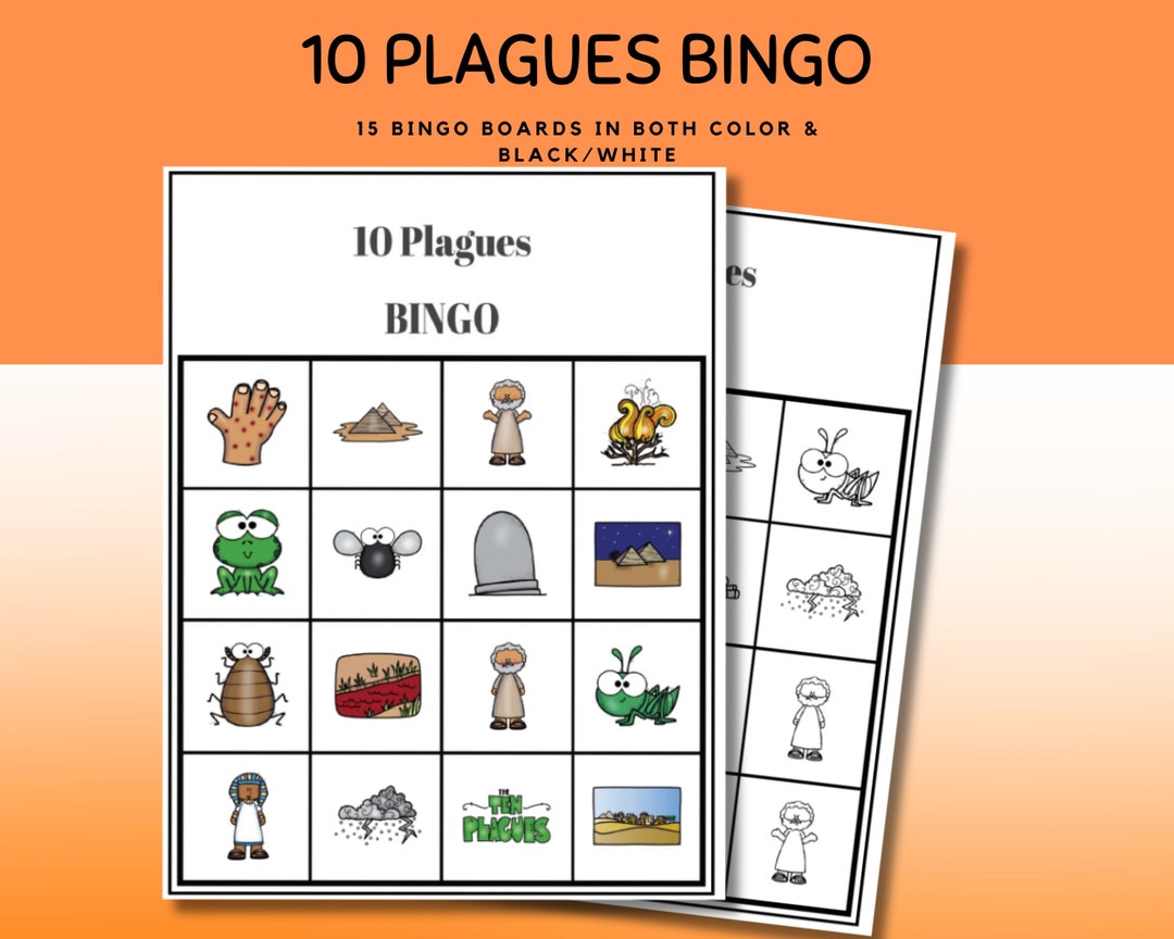 10 Plagues Bible Story Bingo Set for Kids - Bible Story Activity, Moses ...