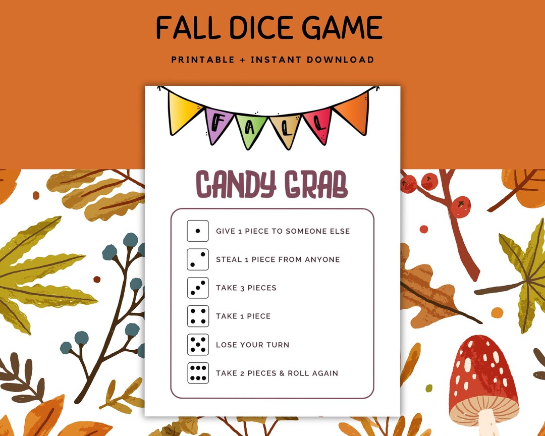 Fall Dice Game, Fall Candy Grab Game, Autumn Game, Autumn Activity ...