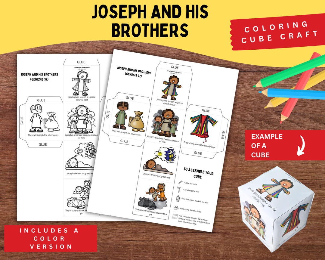 Joseph and His Brothers Bible Story Cube | Printable Craft for Kids ...