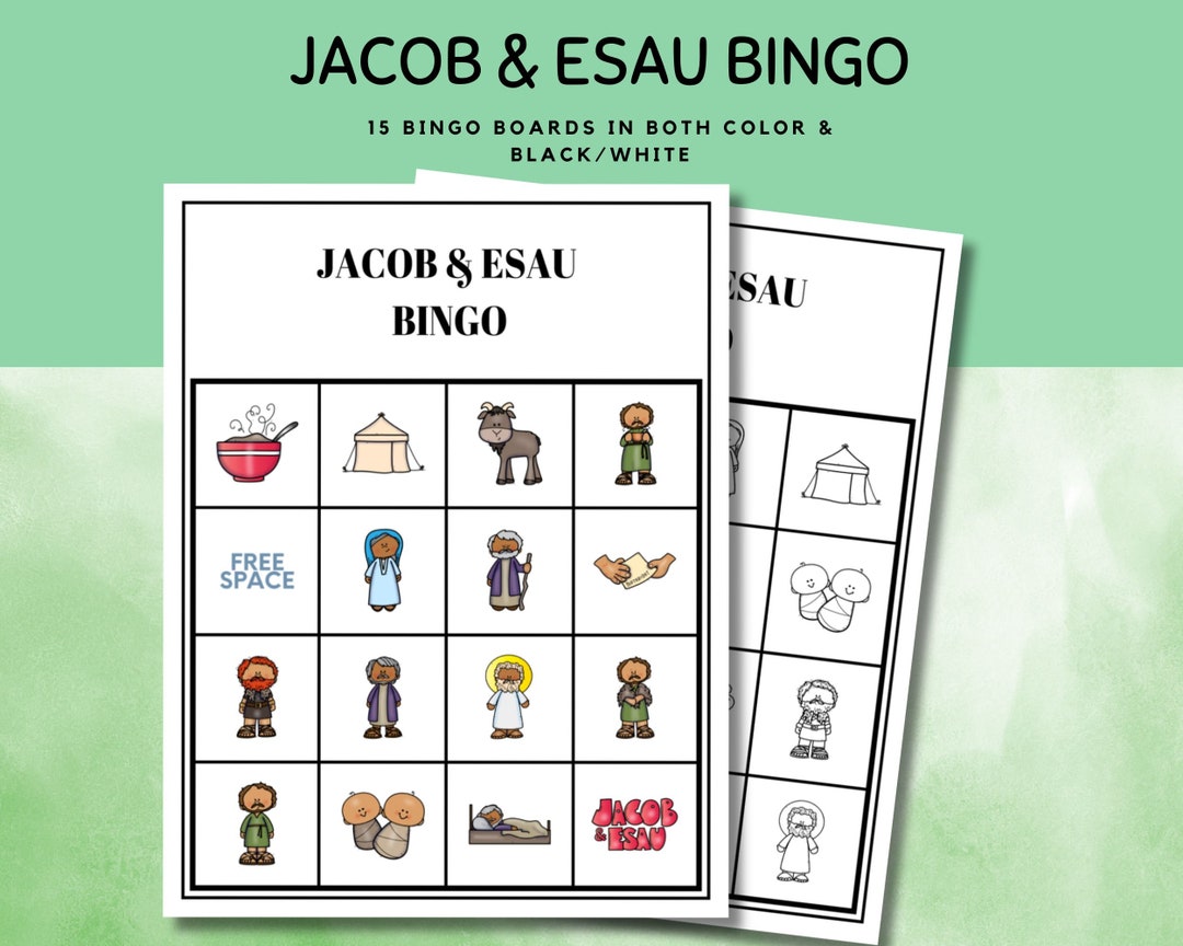 Jacob and Esau Bingo Set for Kids - Bible Story Activity, Jacob and ...