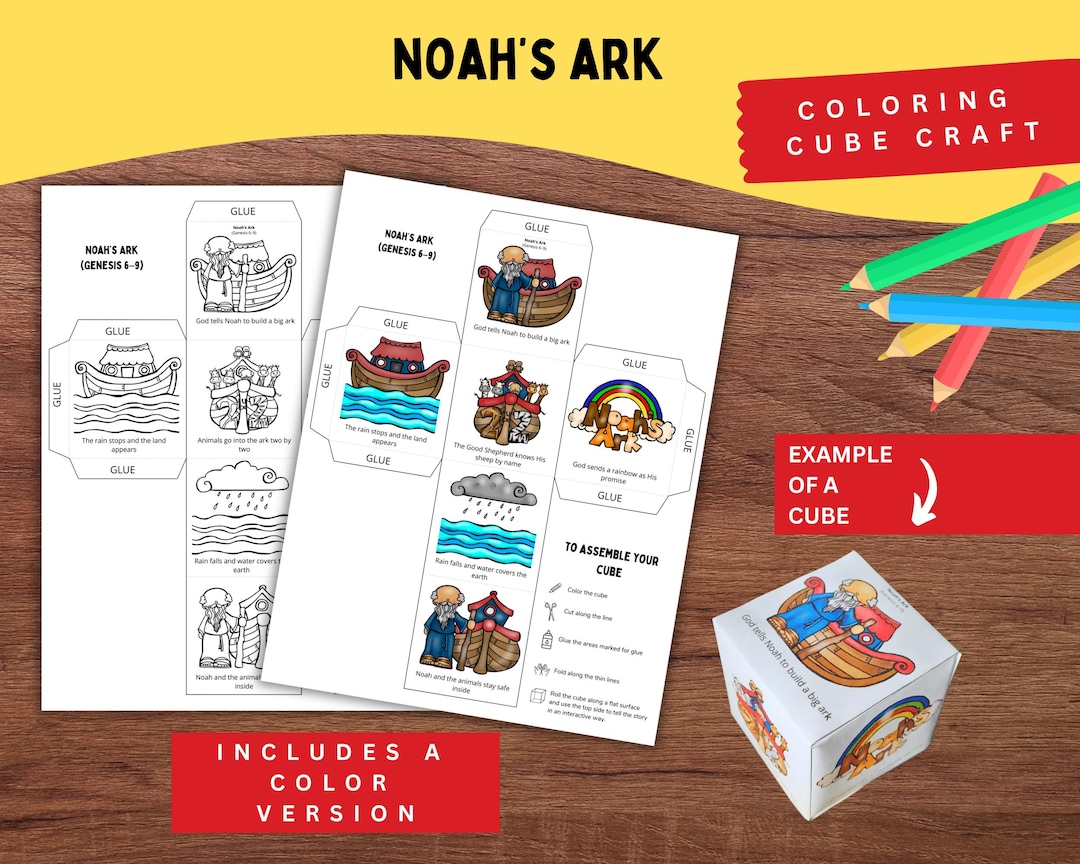 Noah's Ark Bible Story Cube | Genesis 6–9 | Printable Kids Craft ...