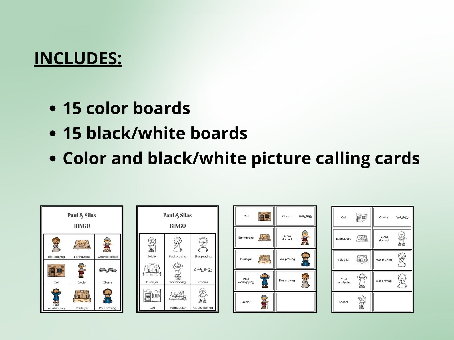 Paul and Silas Bingo Set for Kids, Paul and Silas Bible Bingo L Old ...