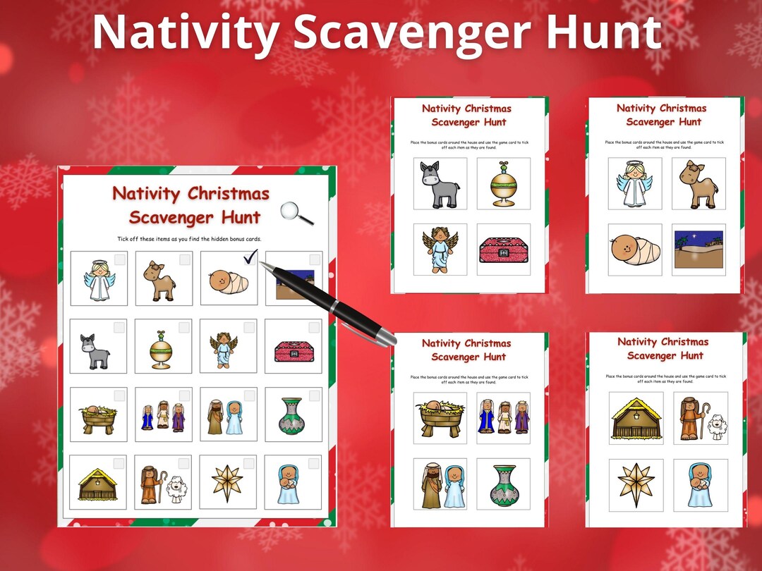 Nativity Christmas Decoration Scavenger Hunt, Jesus' Birth Scavenger ...
