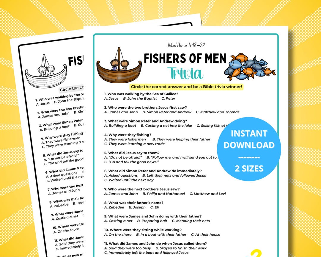 Fishers of Men Bible Trivia Game | Calling of the First Disciples Kids ...