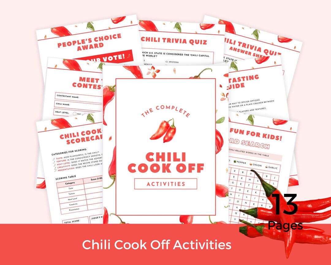 Chili Cook-off Activities | 13 Printable Pages | Scorecards, Trivia ...