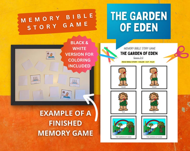The Garden of Eden Memory Game | Genesis 2–3 Bible Story | Adam and Eve ...