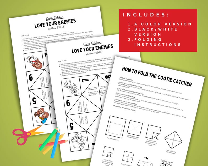 Love Your Enemies Cootie Catcher – Matthew 5:44 – Sermon on the Mount ...