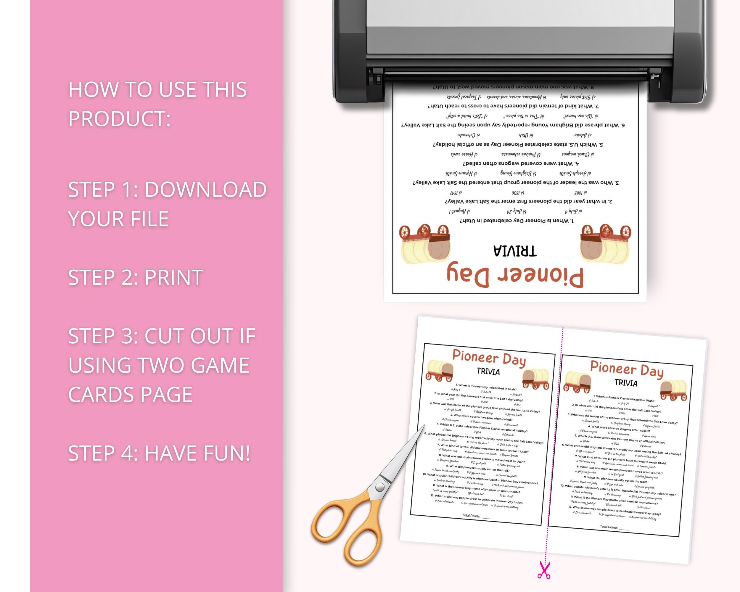 Pioneer Day Trivia Game Printable • LDS History Quiz • Pioneer Day ...