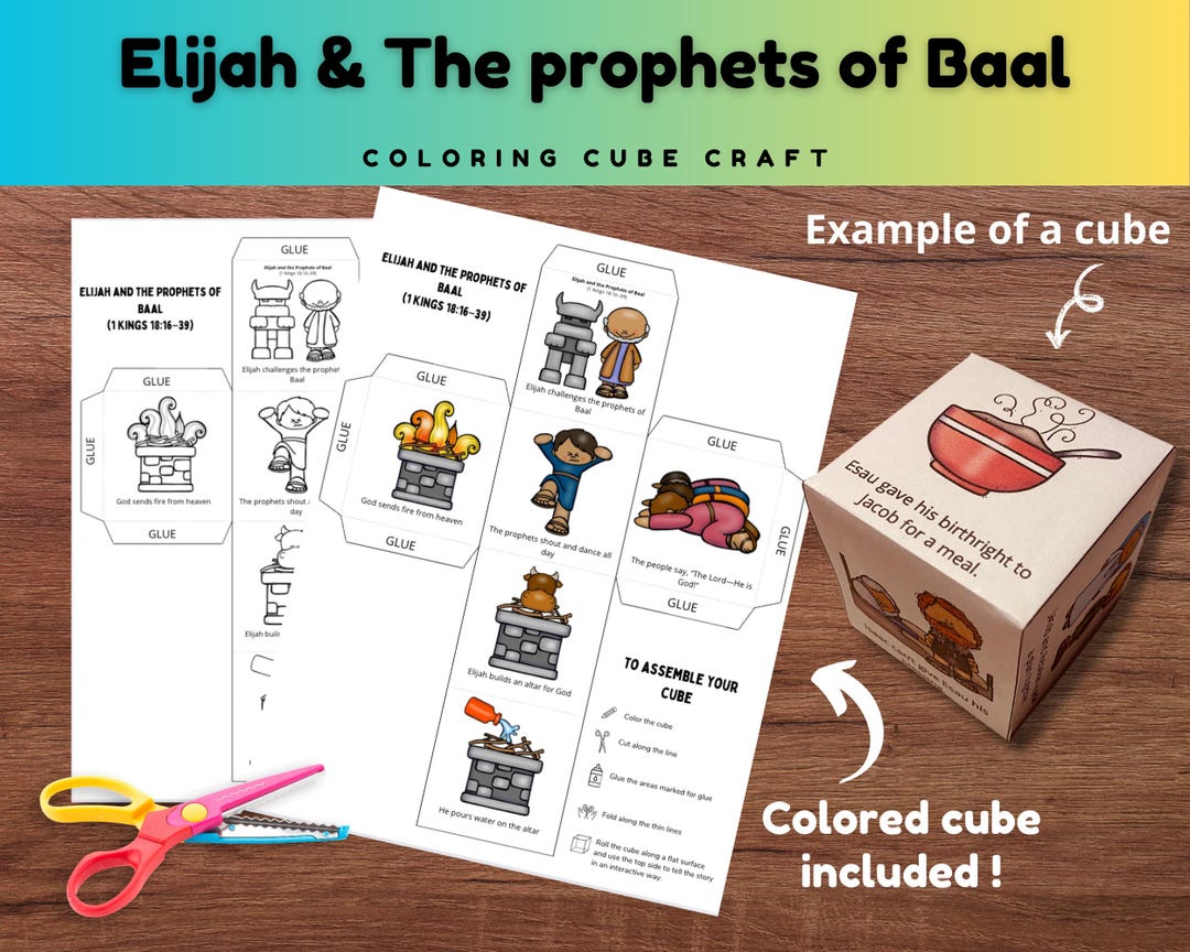 Elijah and the Prophets of Baal Bible Story Cube | Printable Craft for ...