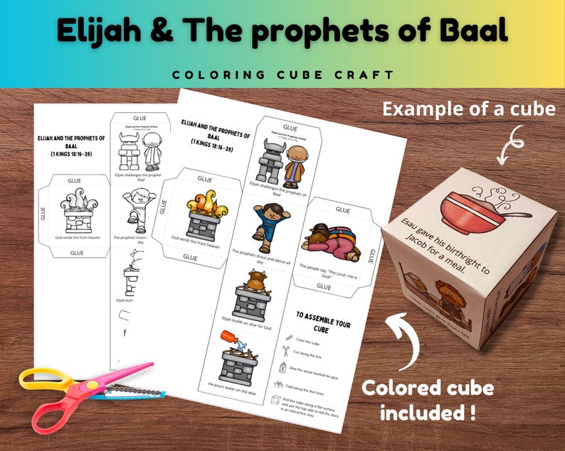 Elijah and the Prophets of Baal Bible Story Cube | Printable Craft for ...