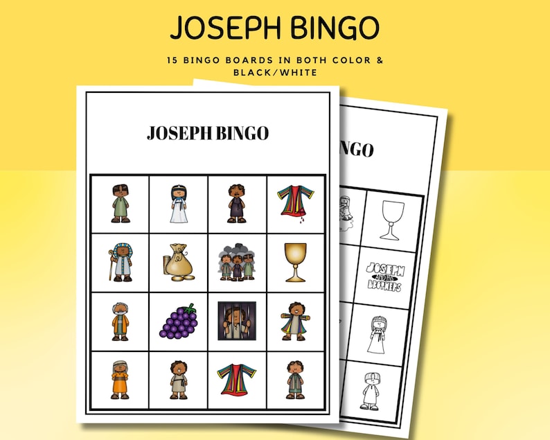 Joseph Bingo Set for Kids - Bible Story Activity, Joseph and His ...