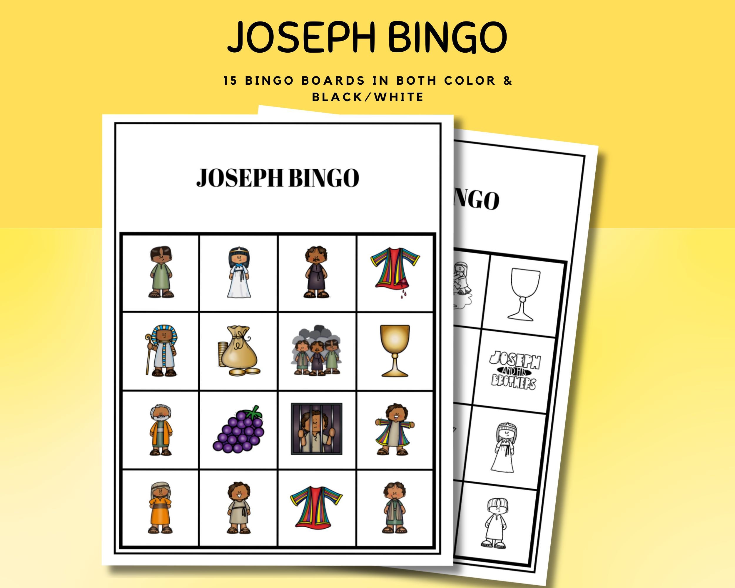 Joseph Bingo Set for Kids - Bible Story Activity, Joseph and His ...