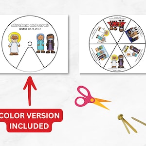 Abraham and Sarah Bible Story Wheel | Genesis 18 & 21 Printable for ...