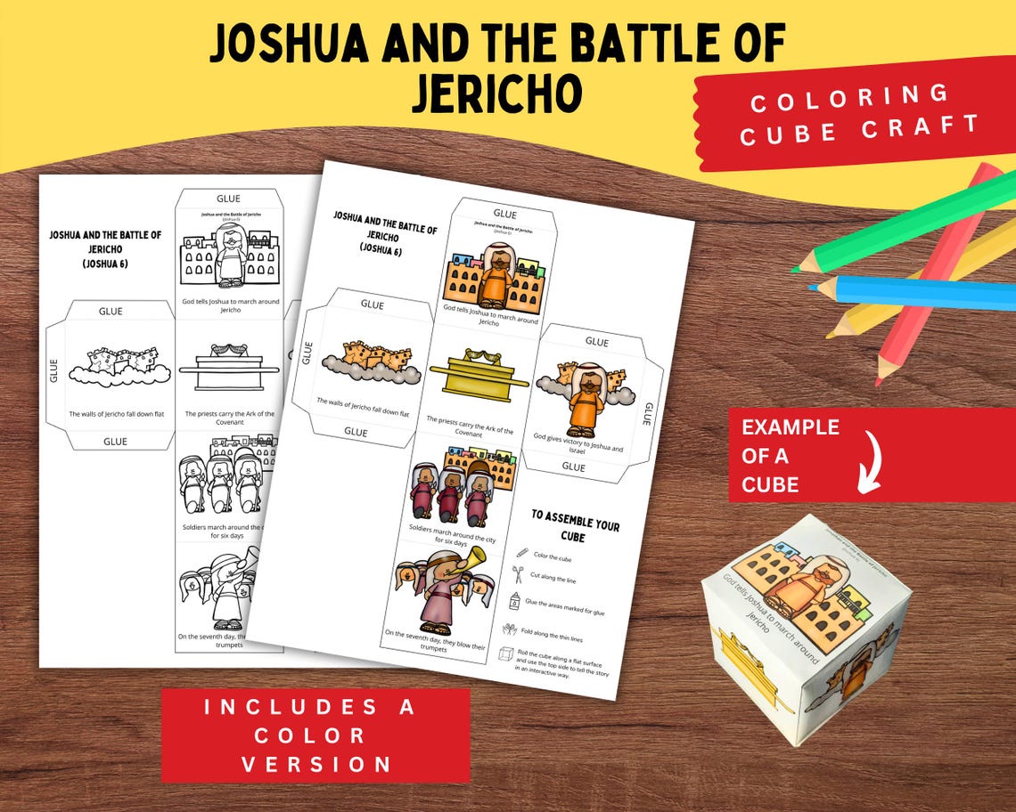 Joshua and the Battle of Jericho Bible Story Cube | Printable Craft for ...