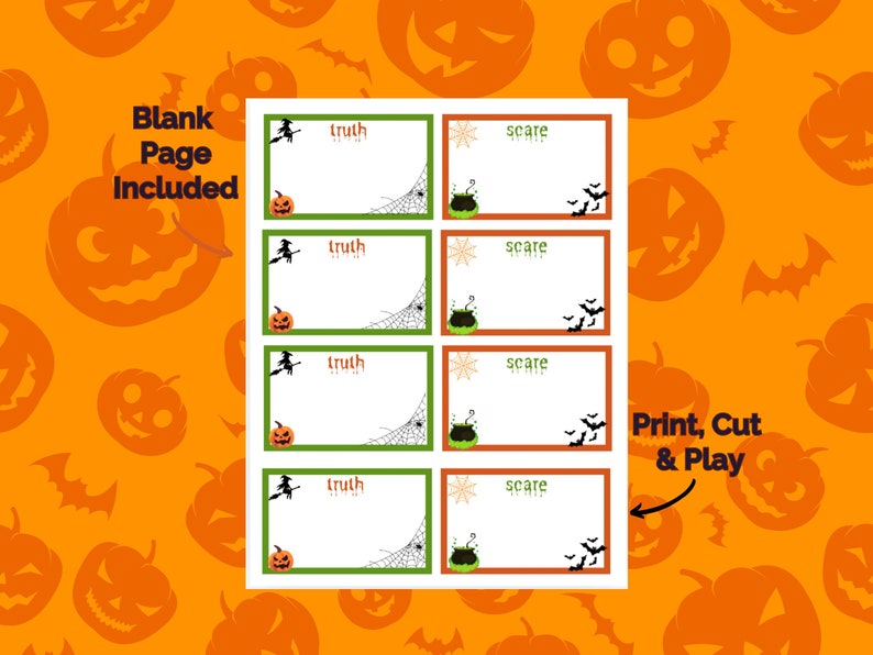 Spooky Halloween Truth or Dare: Printable Party Game Cards for Kids ...