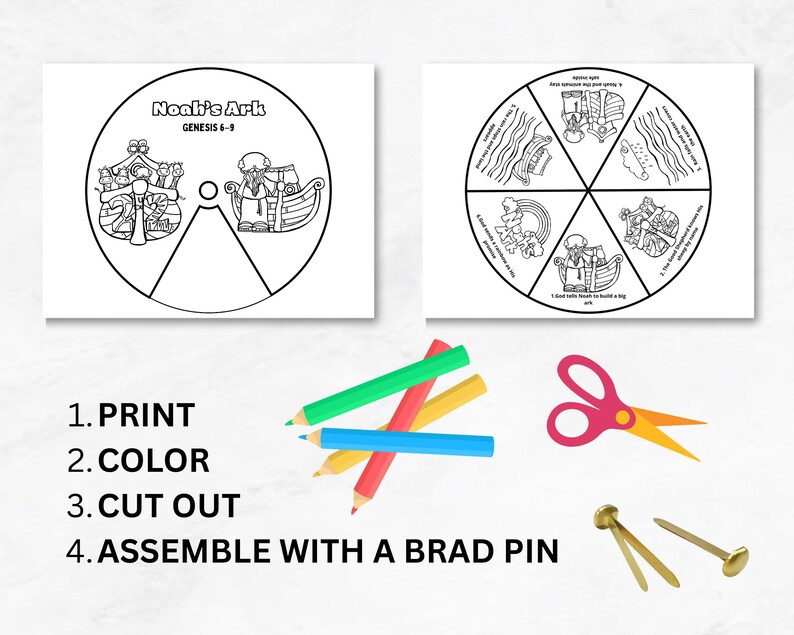 Noah’s Ark Bible Wheel Craft for Kids | Genesis 6–9 Sunday School ...