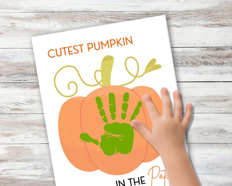 Cutest Pumpkin Handprint Art Printable | Fall Baby Keepsake | Autumn ...