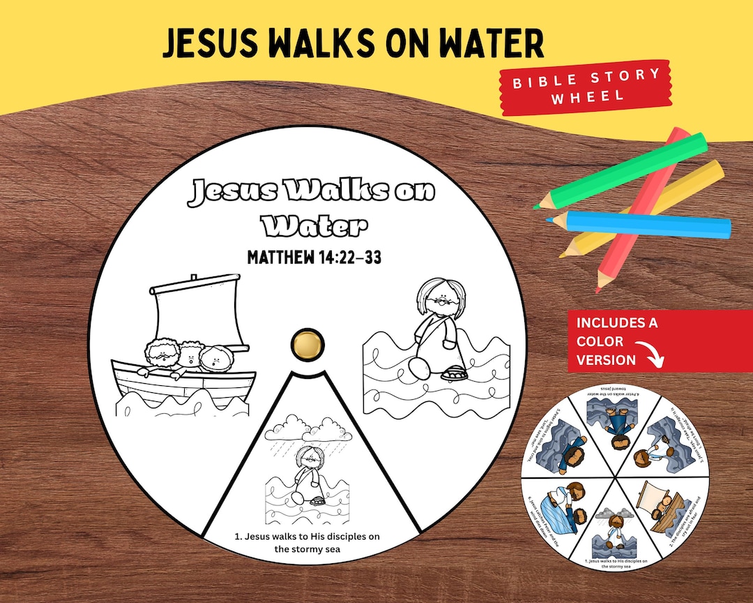 Jesus Walks On Water Bible Wheel Craft Matthew 14 22 33 Printable For